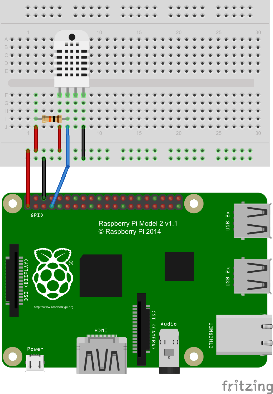 Raspberry Pi: Temperatur und Luftfeuchtigkeitssensor DHT22
